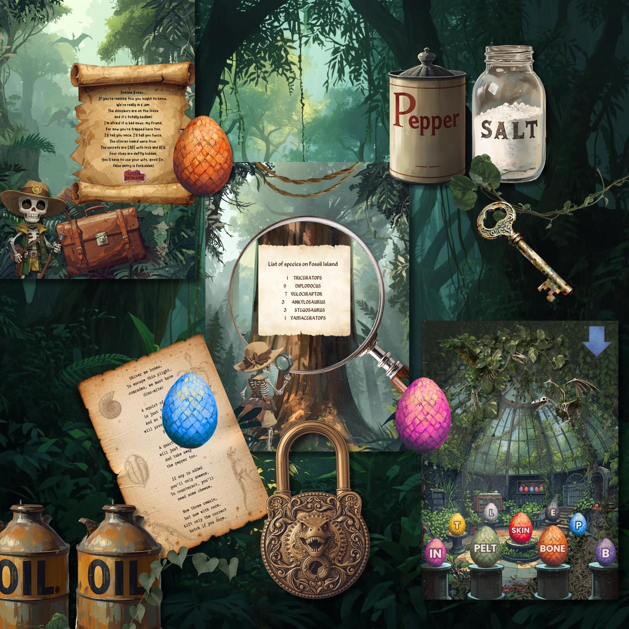 Dinosaur Escape Room - *indiana Bones! Printable Escape Room Kit ...