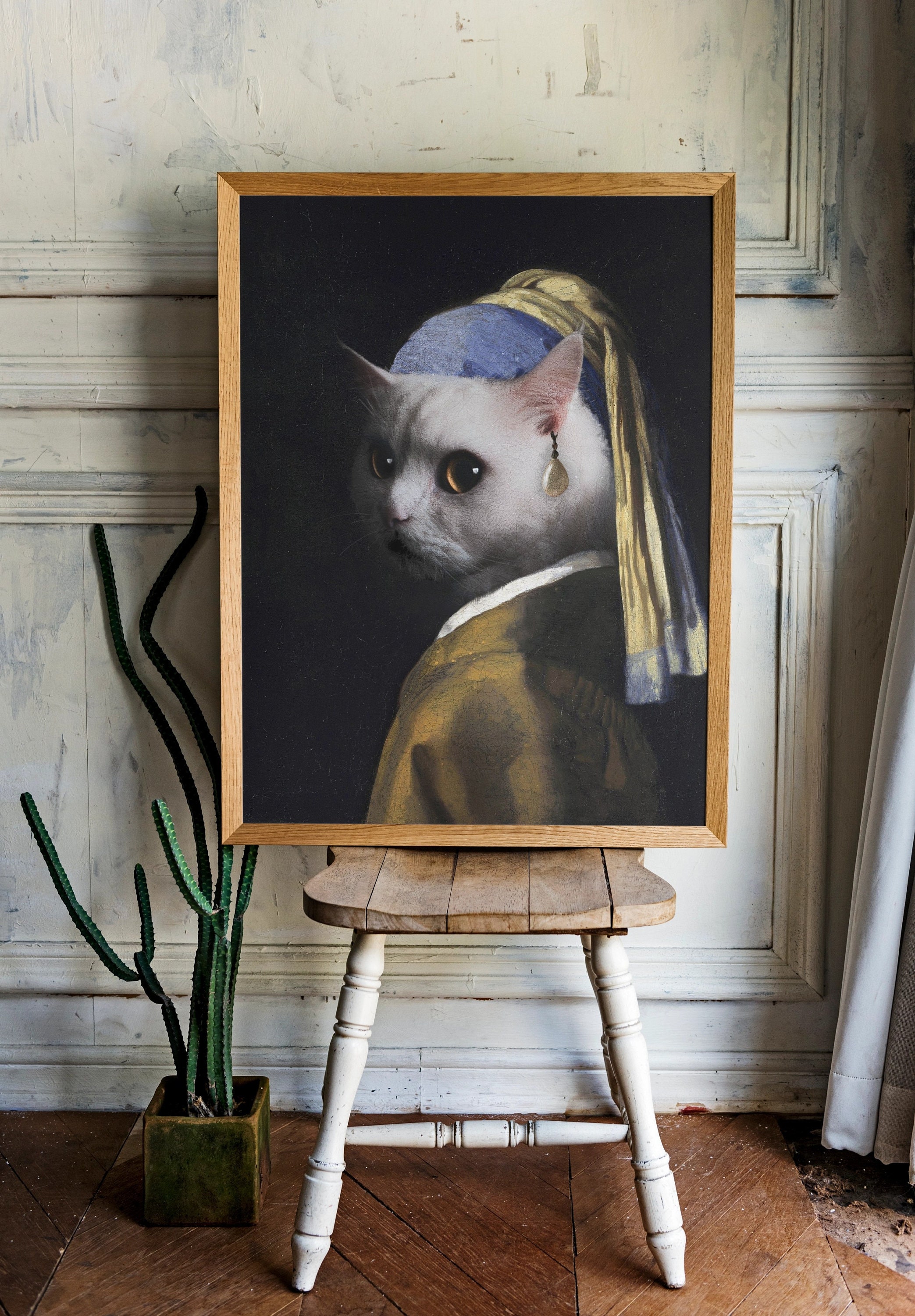 Girl With a Pearl Earring, Johannes Vermeer, Altered Classic Art With a ...