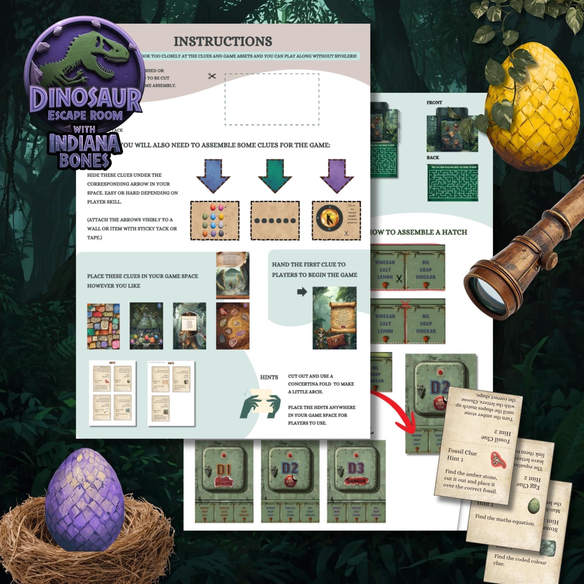 Dinosaur Escape Room - *indiana Bones! Printable Escape Room Kit ...
