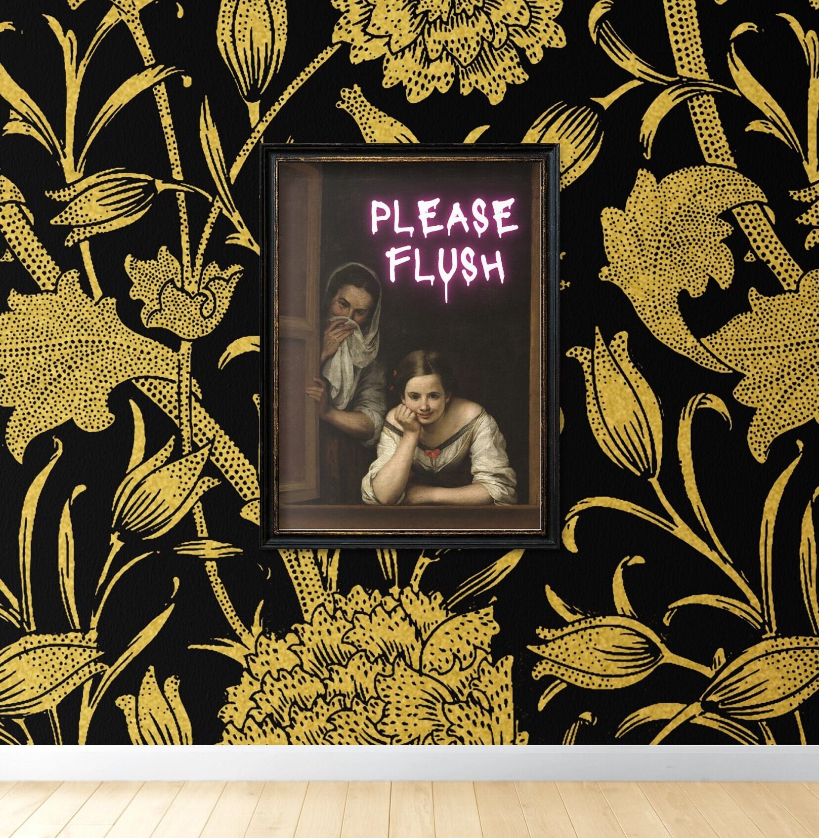 Please Flush, Vintage Altered Classic Art for Bathroom, Toilet Humour ...