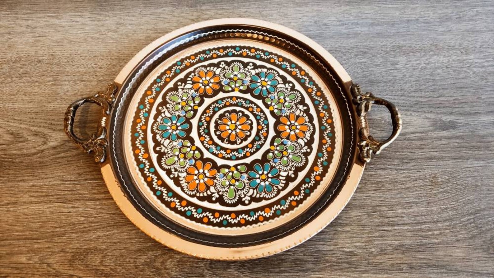 Handmade Copper Serving Tray Round Tray Large Tray Vintage - Etsy