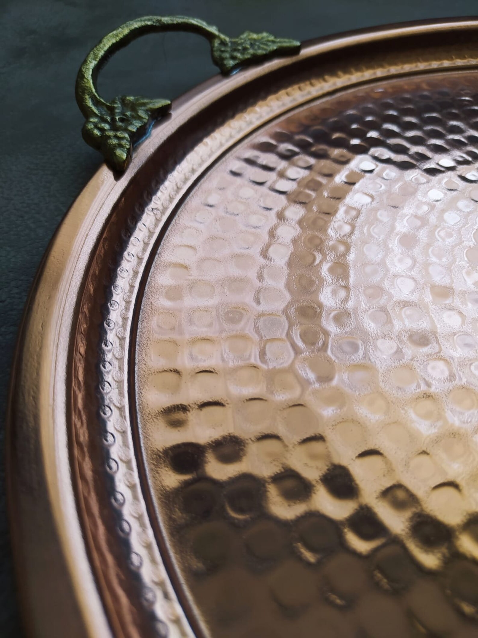 Handmade Copper Serving Tray Hand Hammered Round Tray Large | Etsy