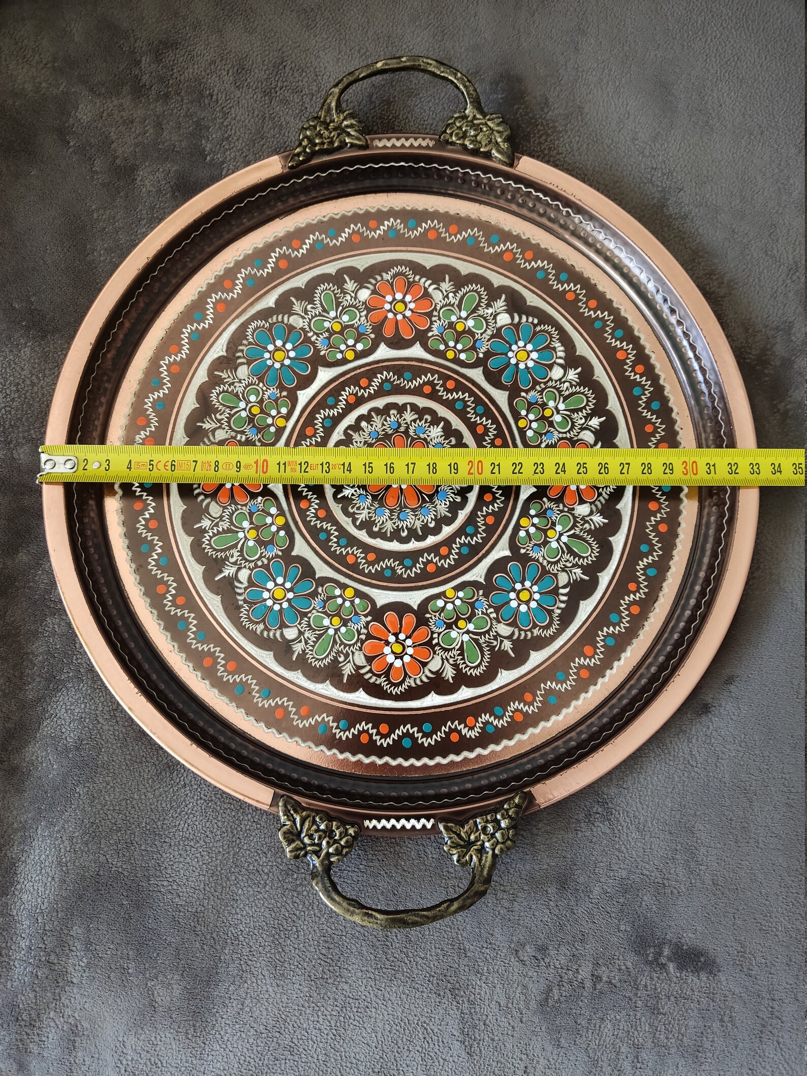 Handmade Copper Serving Tray Round Tray Large Tray Vintage - Etsy