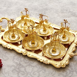 Vintage Turkish Tea Set, Tea Cup, Tea Set, Traditional Ottoman Tea Set ...