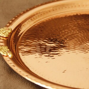 Handmade Copper Serving Tray, Hand Hammered, Round Tray, Large Tray ...