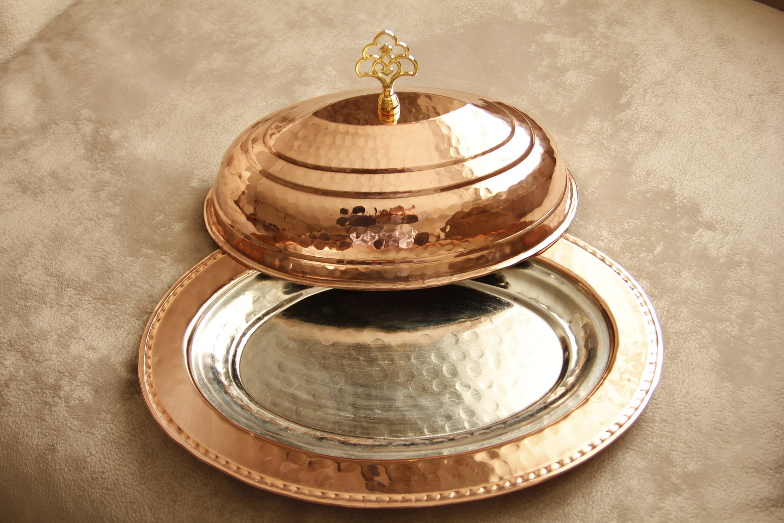 Handmade Copper Serving Plate Copper Plate with lid | Etsy