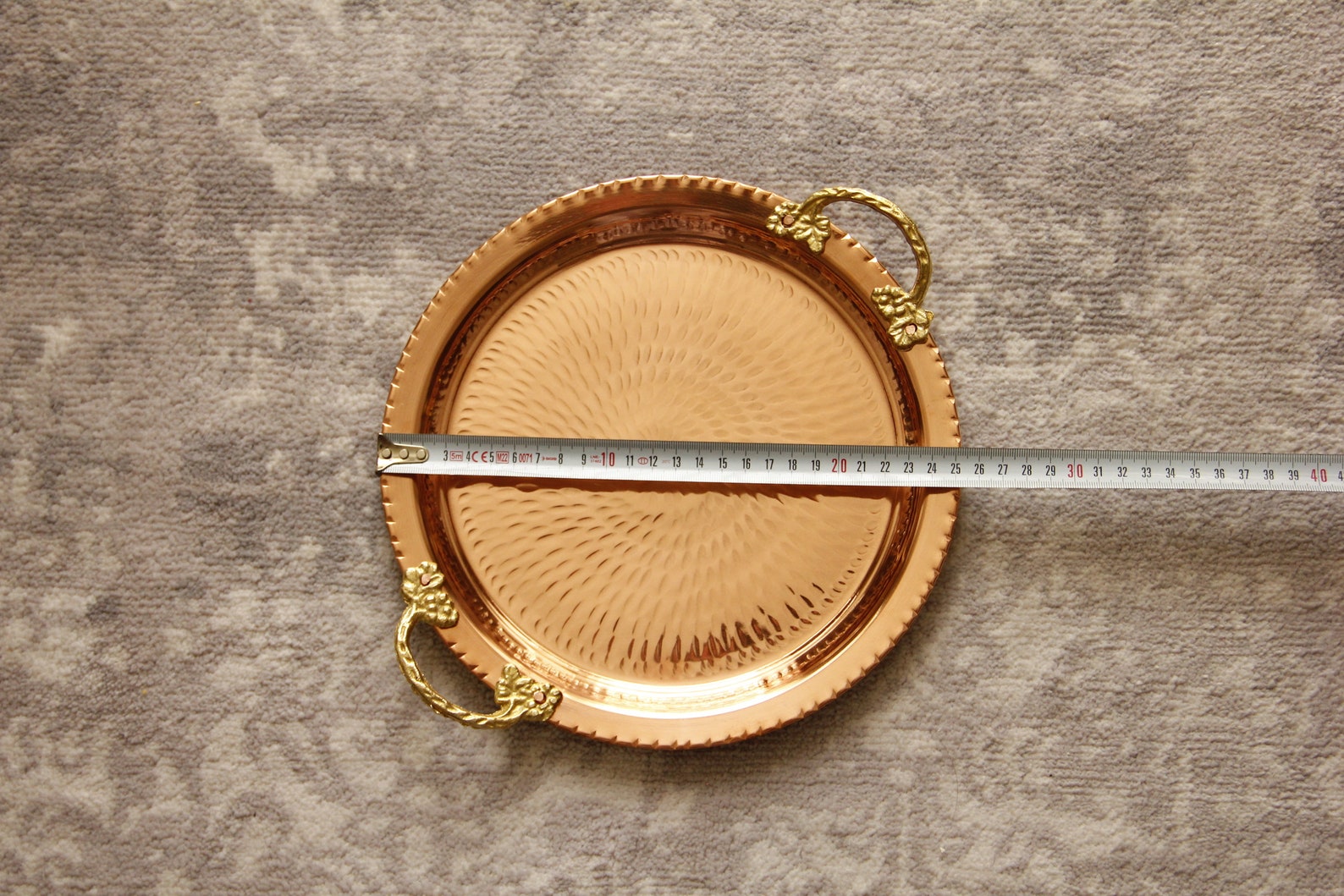 Handmade Copper Serving Tray, Hand Hammered, Round Copper Tray, Large ...