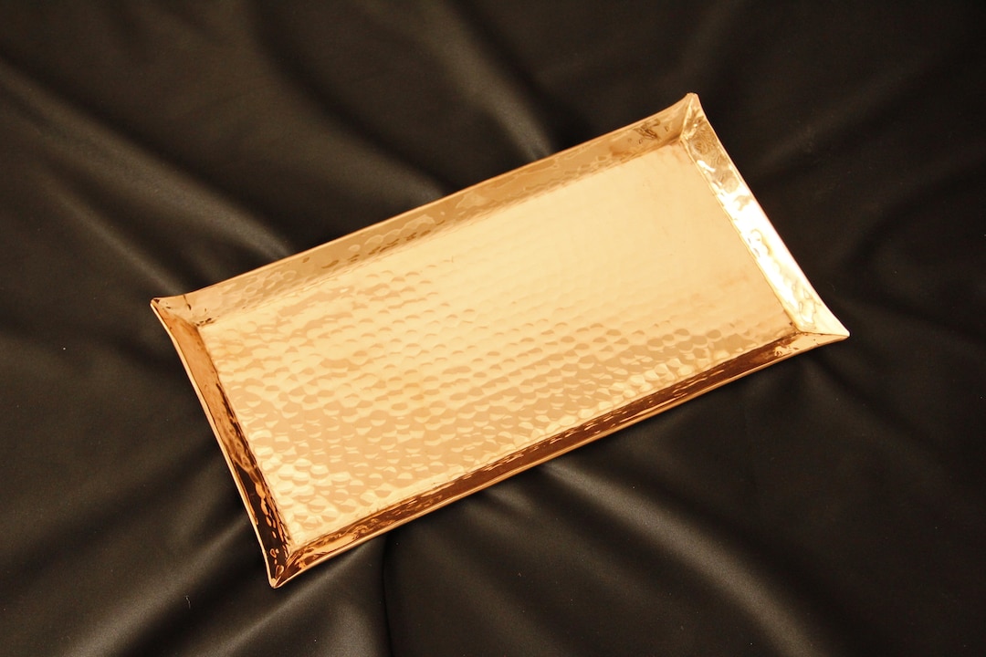 Handmade Copper Serving Tray, Hand Hammered, Rectangular Tray, Vintage ...