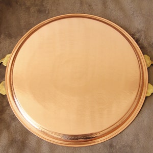 Handmade Copper Serving Tray, Round Tray, Large Tray, Vintage Tray ...
