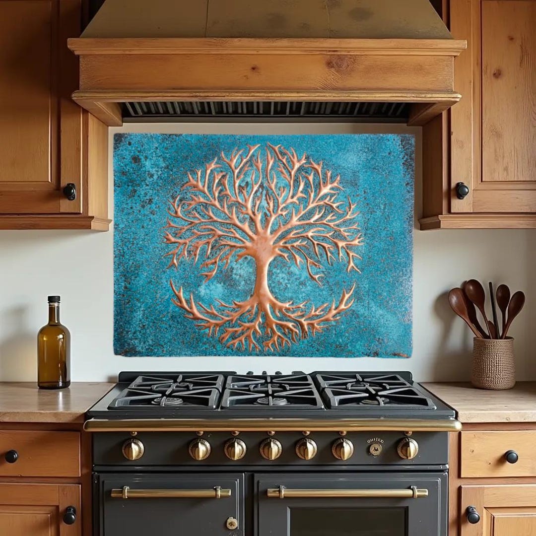 Copper Backsplash, %100 Handmade, Tree of Life, Custom Copper Kitchen ...