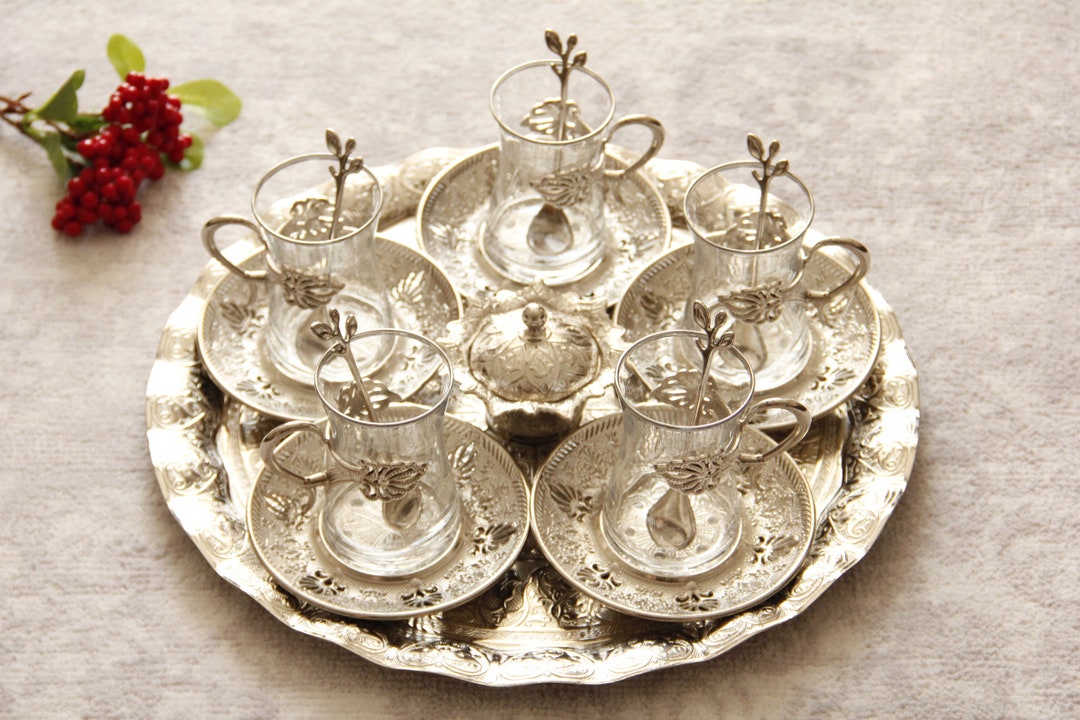 Vintage Turkish Tea Set, Tea Cup, Tea Set, Traditional Ottoman Tea Set ...