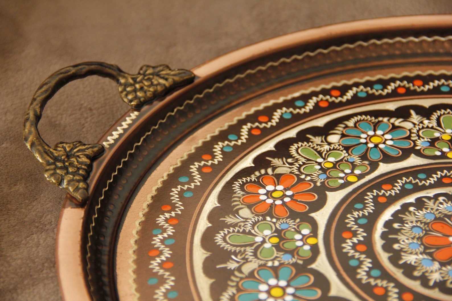 Handmade Copper Serving Tray Round Tray Large Tray Vintage - Etsy
