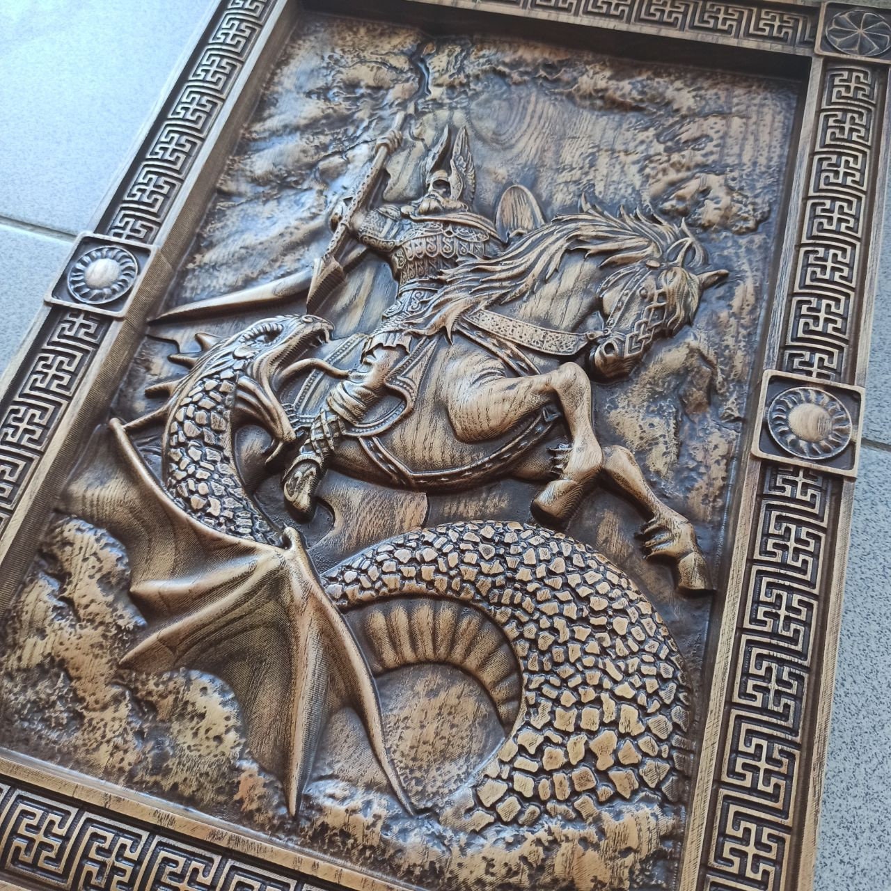 Painting Battle With the Serpent Wood Carving Wall Art - Etsy