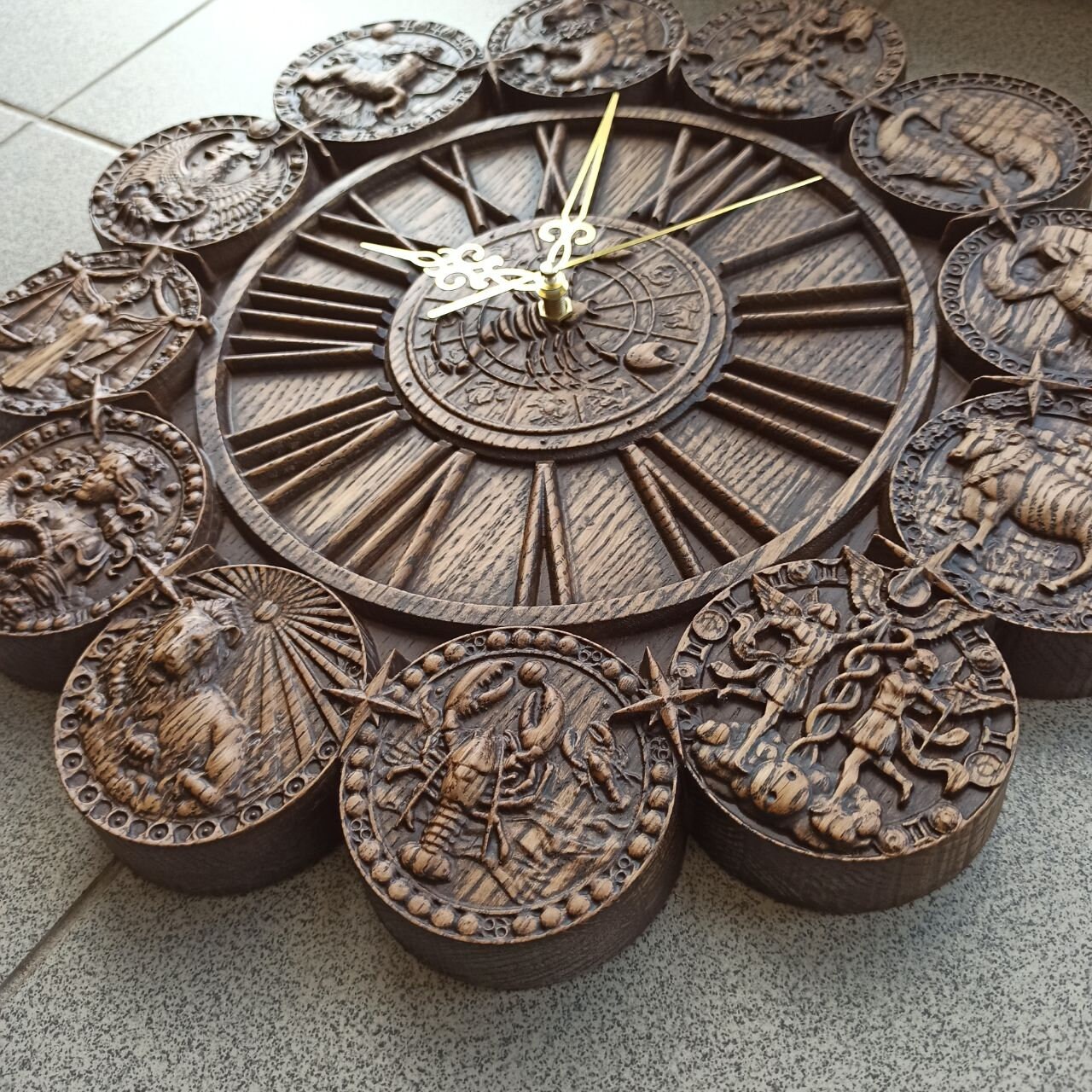 Zodiac Signs Clock, Wood Carving, Clocks for Wall, Wall Decor, Wood ...