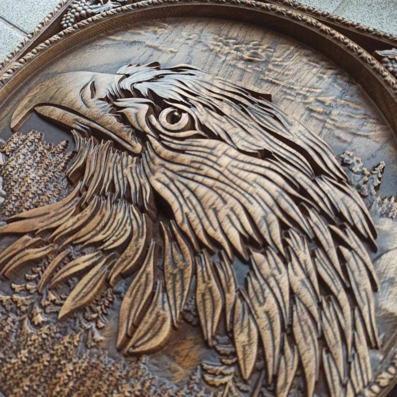 Panel Eagle Head Wood Carving Wall Art Picture Wall - Etsy