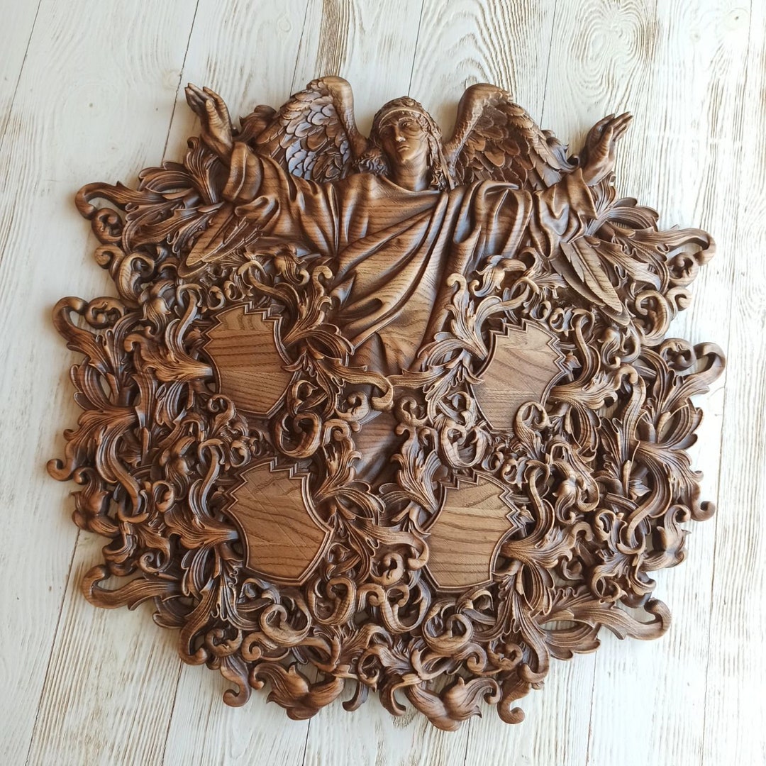 Bas-relief Angel, Wood Carving, Bas Relief, Wood Wall Art - Etsy