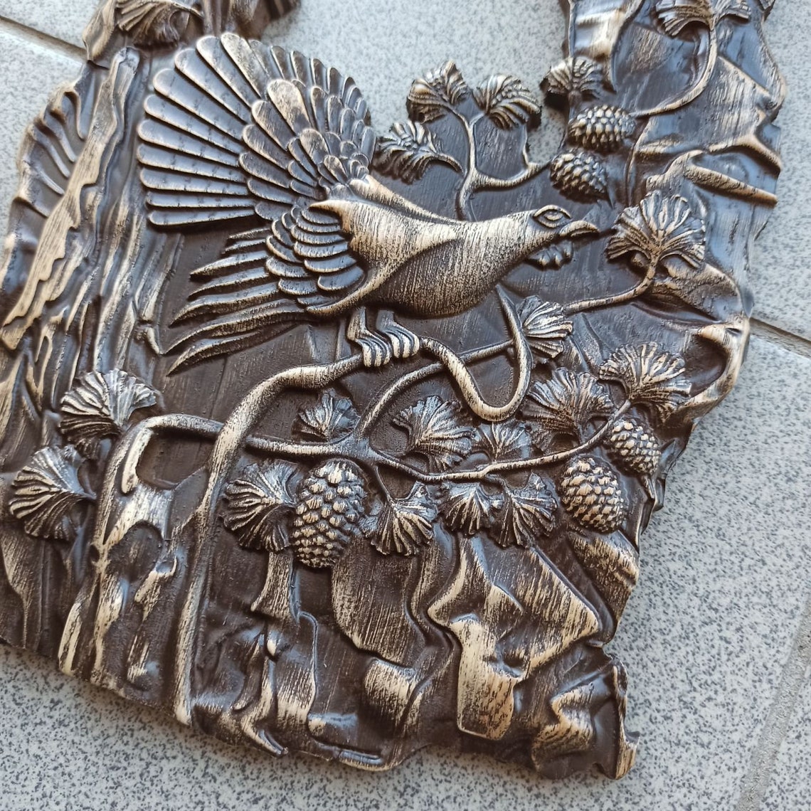 Bas-relief Capercaillie Wood Carving Bas Relief Wood Wall - Etsy