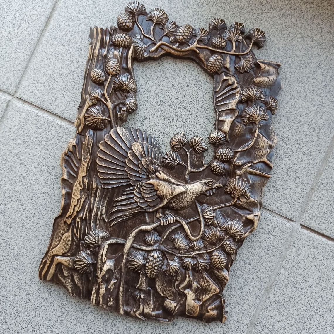 Bas-relief Capercaillie Wood Carving Bas Relief Wood Wall - Etsy