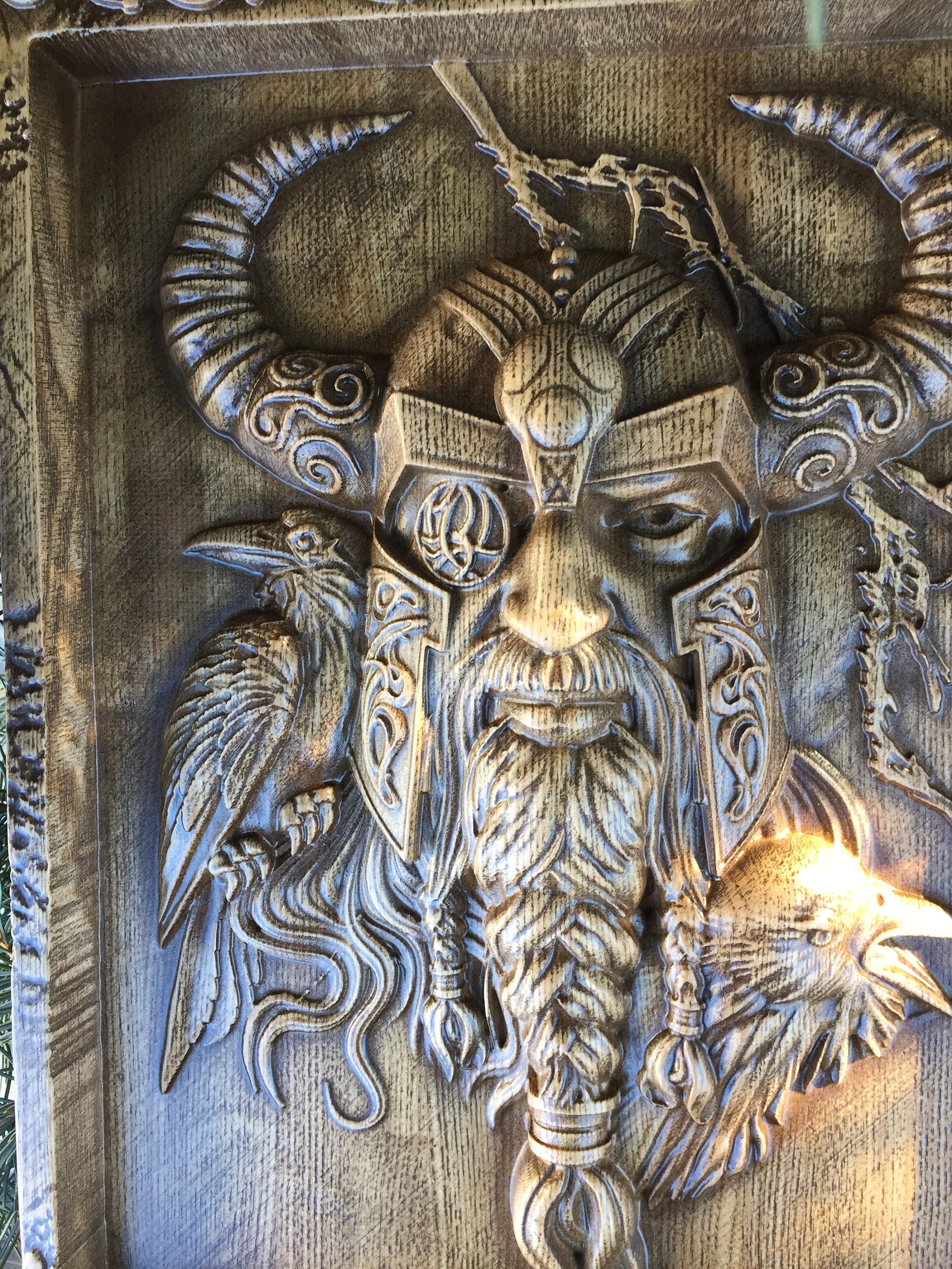 Odin Norse Wood Carving, Vikings Wall Woodwork Art, Odin Wall Hanging ...