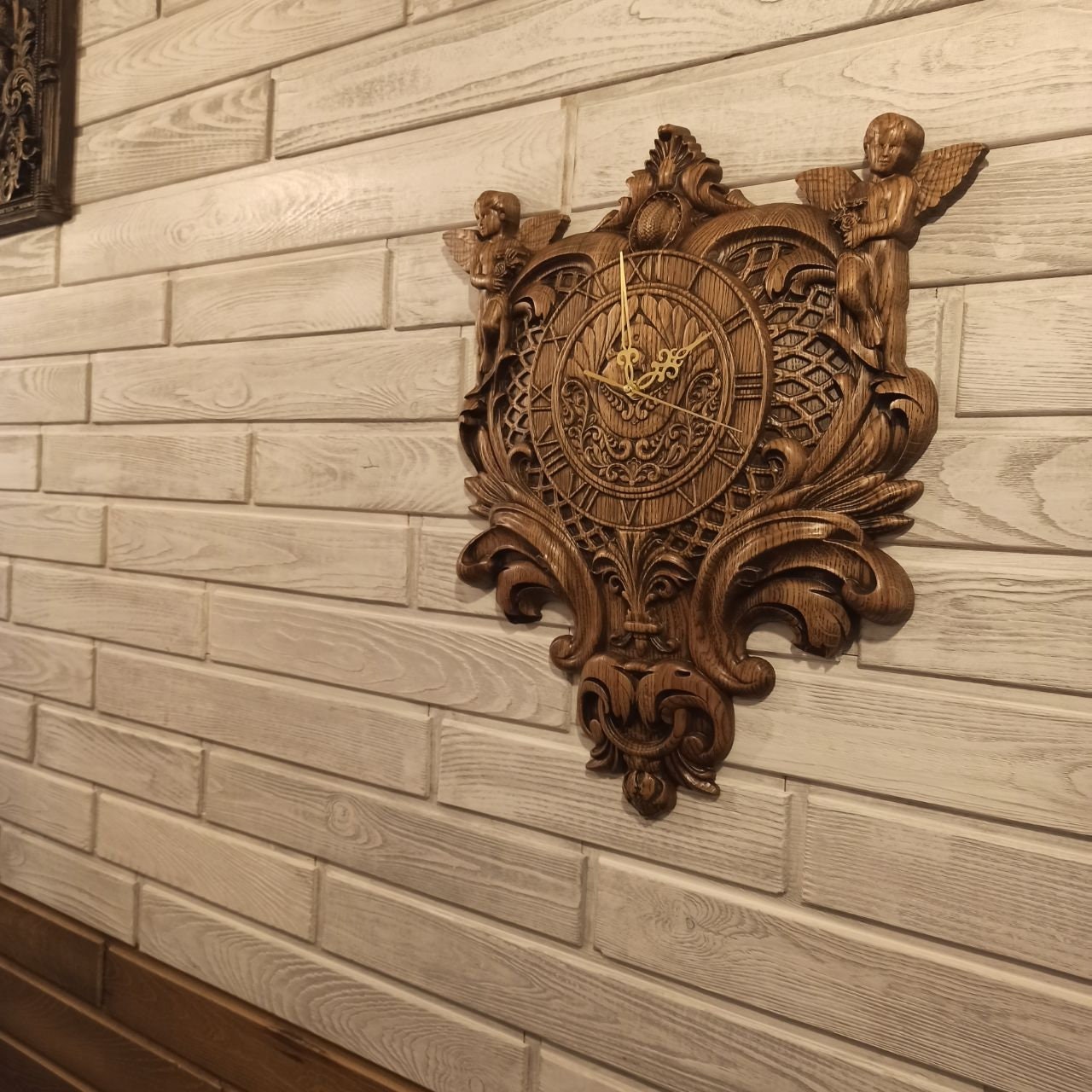 Clock With Angels Wood Carving Clocks for Wall Wall Decor - Etsy