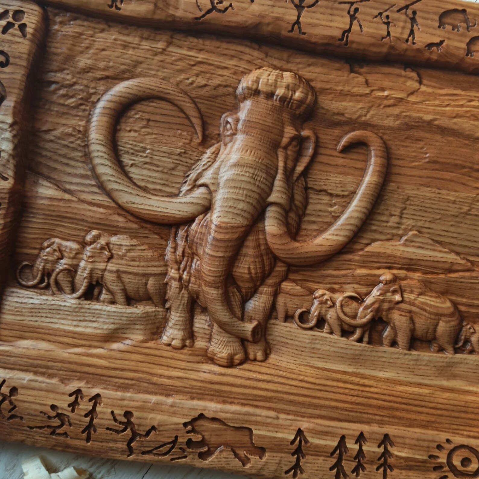 Panel Mammoths Wood Carving Wall Art Picture Wall Hangings - Etsy