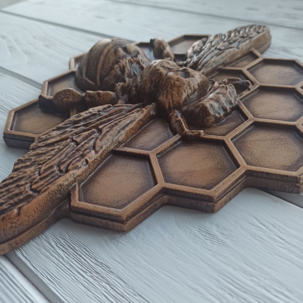 Carved Bee Natural Honeycomb Wood Wall Decoration in Living - Etsy