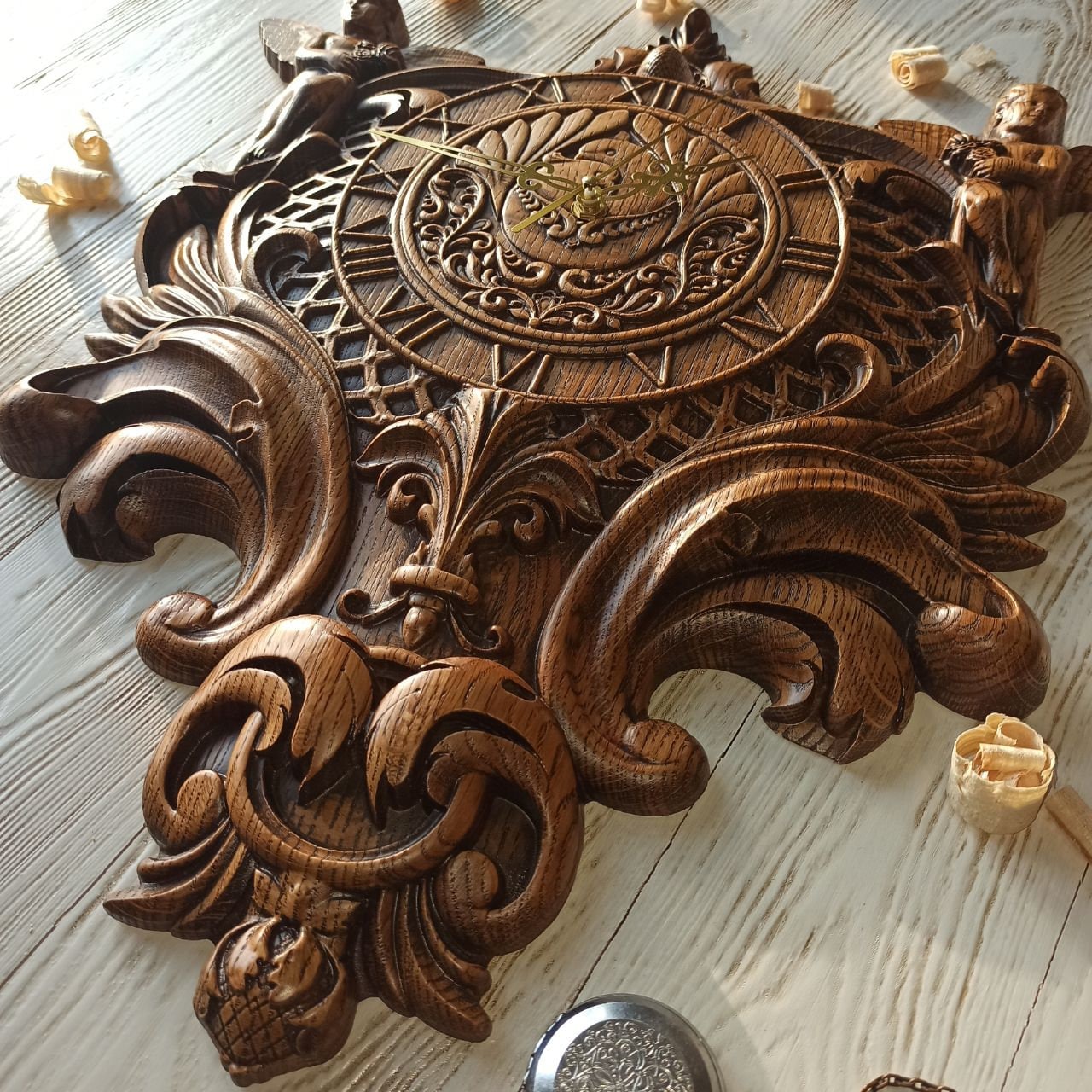 Clock With Angels Wood Carving Clocks for Wall Wall Decor - Etsy