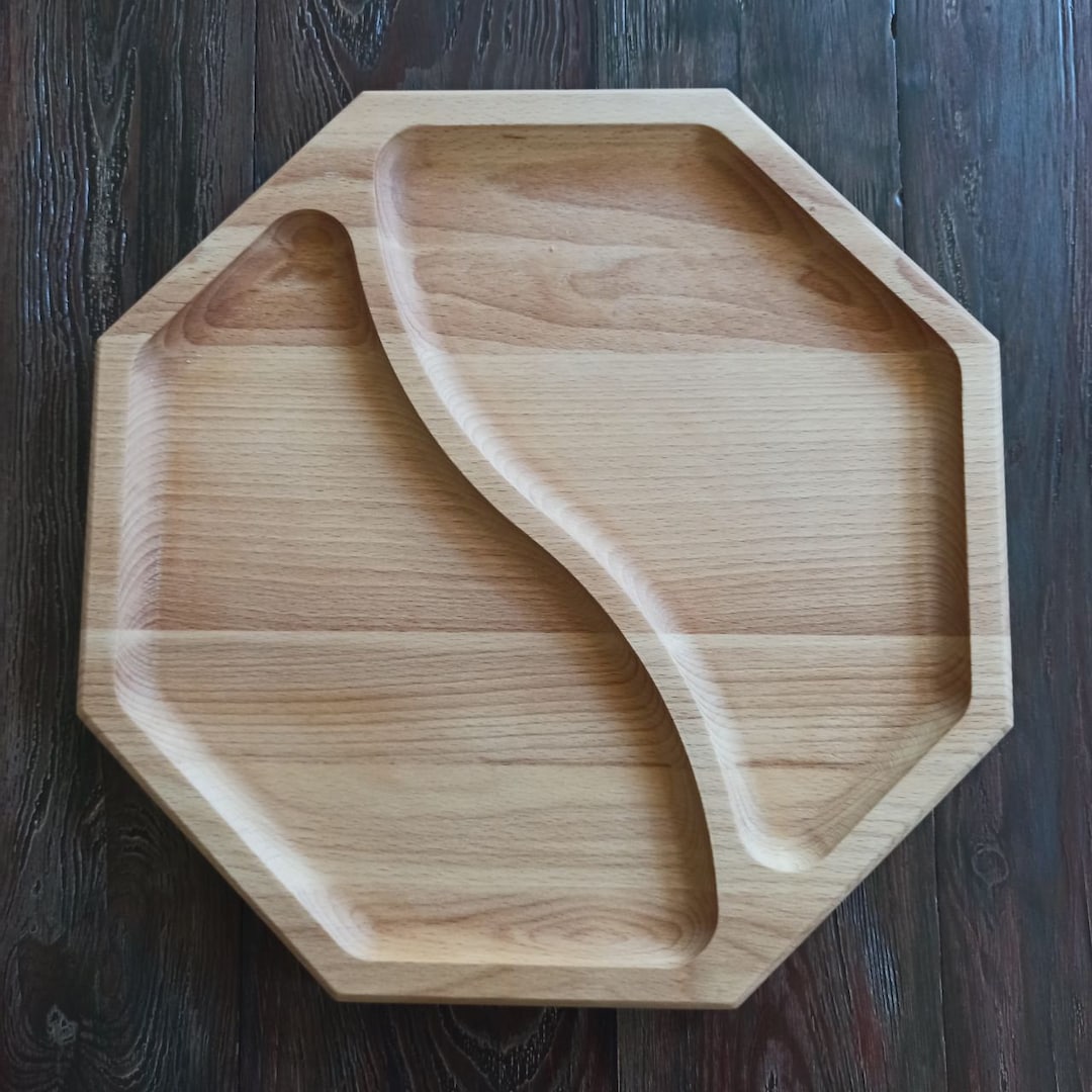 Serving Food Tray With Sections Wooden Plate Wooden Dishes Wooden Plate ...