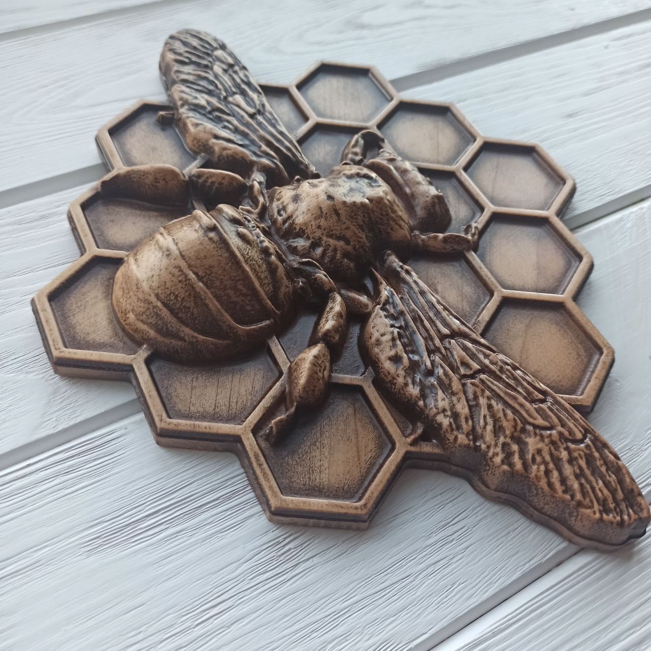 Carved Bee Natural Honeycomb Wood Wall Decoration in Living - Etsy