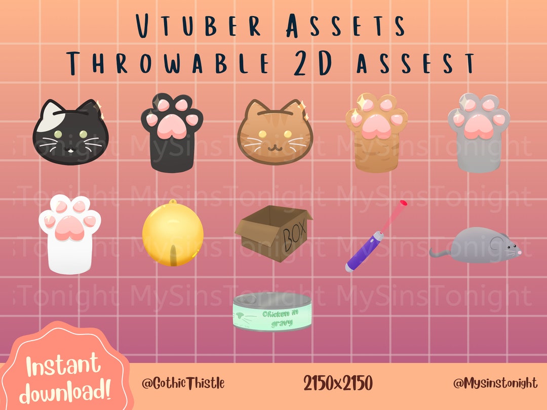 Throwable 2D Vtuber Asset - T.I.T.S Cat Asset - Etsy