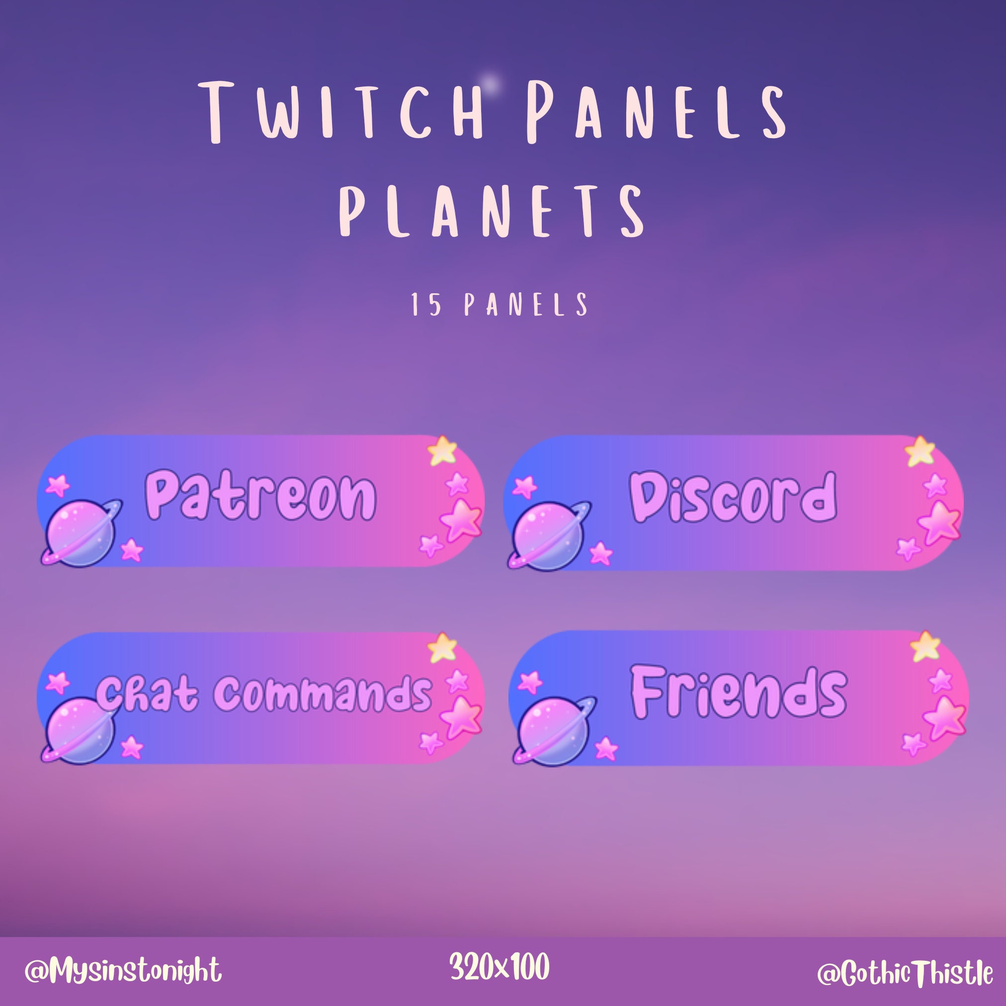 Twitch Space Package / Sub Badges / Kawaii / Planets / Stars / Overlay ...