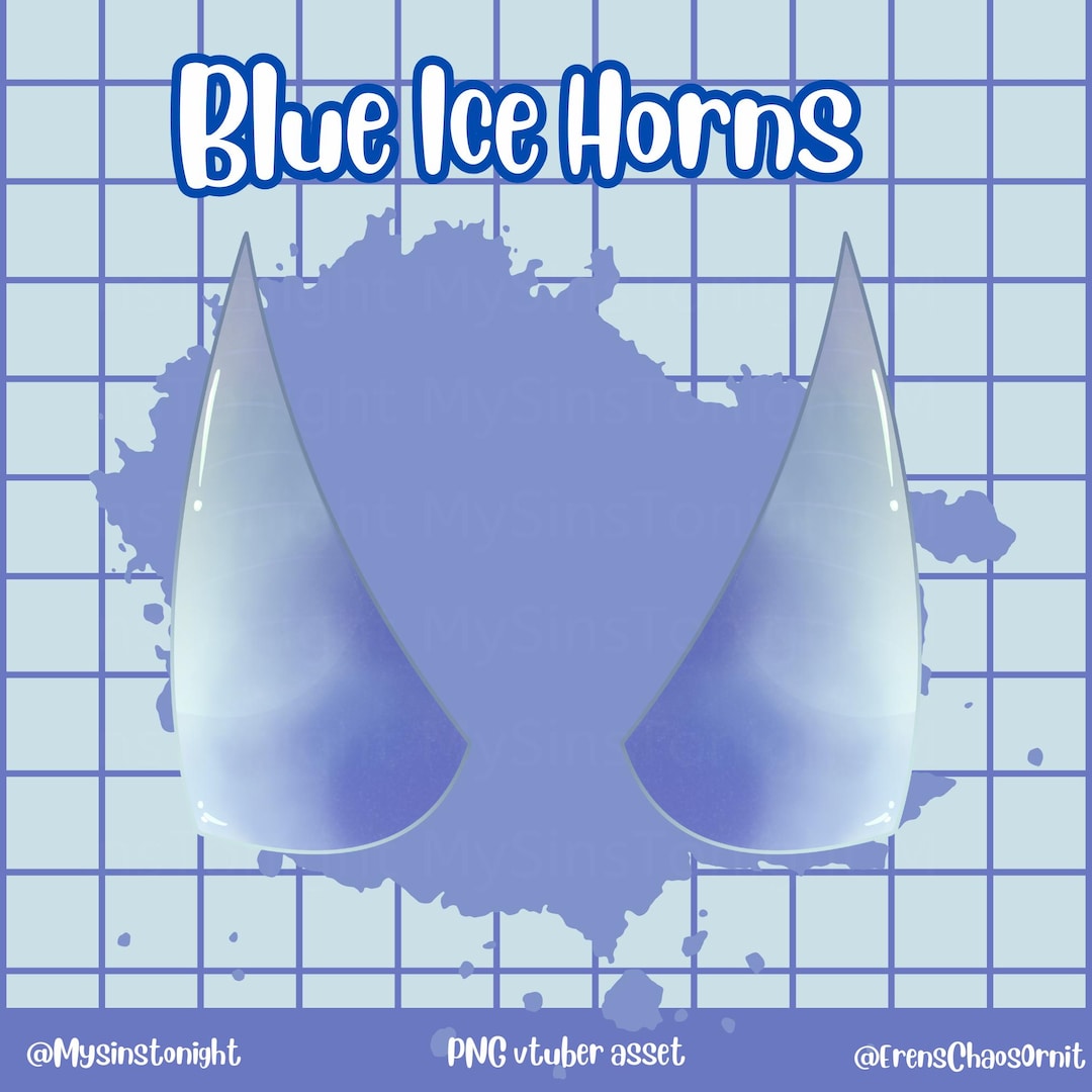 Blue Ice Horns - PNG 2D Vtuber Asset | Ice-themed Accessory for Vtubers ...
