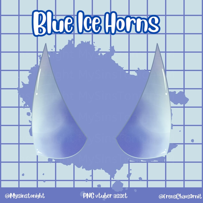 Blue Ice Horns - PNG 2D Vtuber Asset | Ice-themed Accessory for Vtubers ...