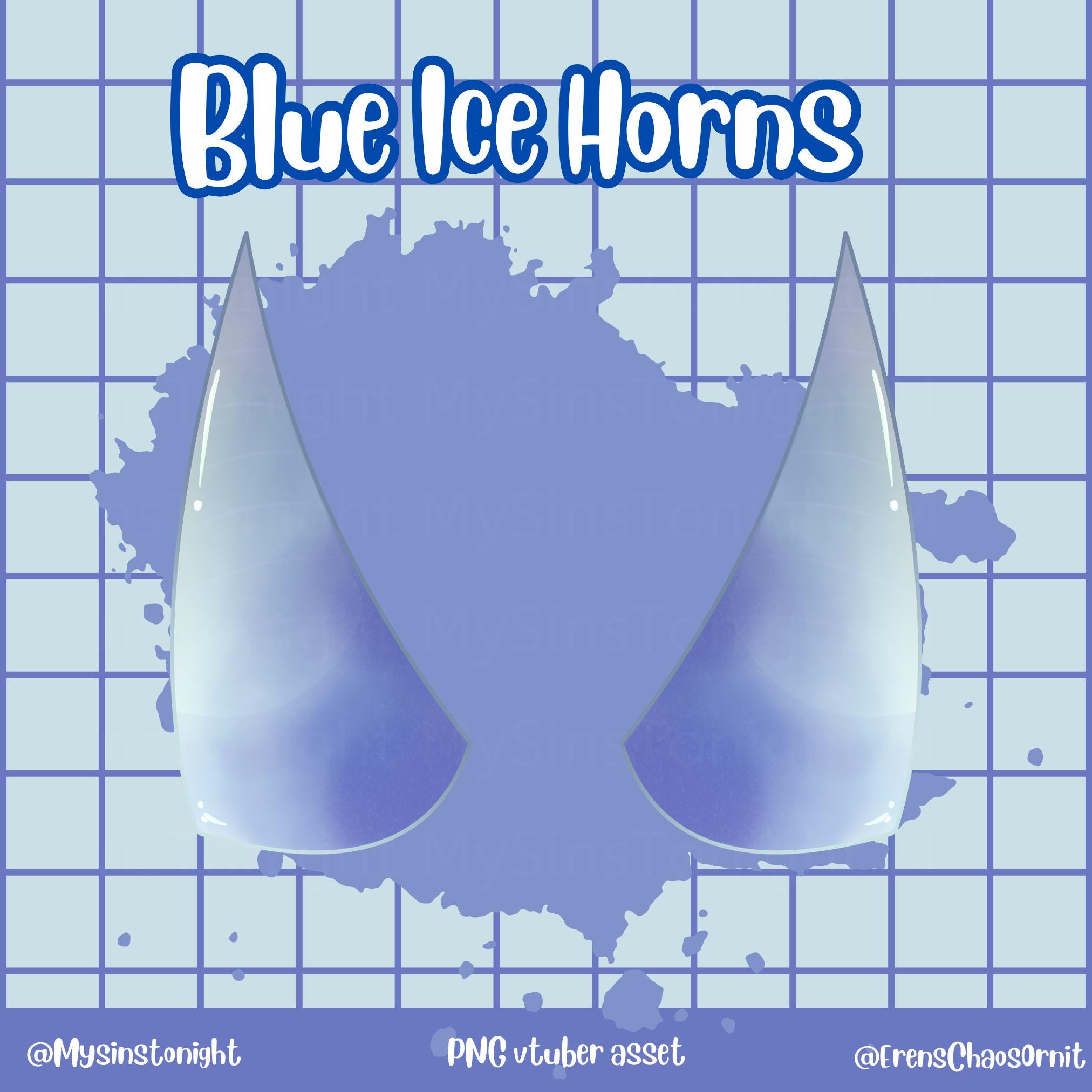 Blue Ice Horns - PNG 2D Vtuber Asset | Ice-themed Accessory for Vtubers ...