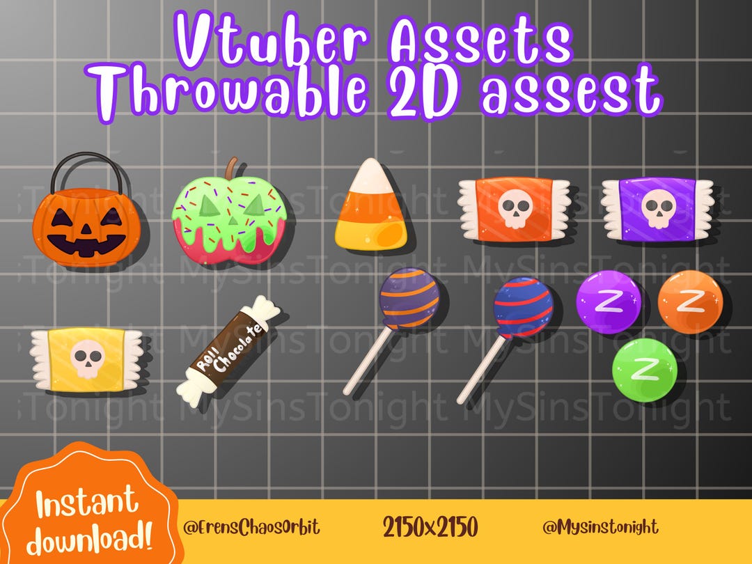 Halloween Candy 2D Vtuber Props Throwable Vtuber Asset: Streaming ...
