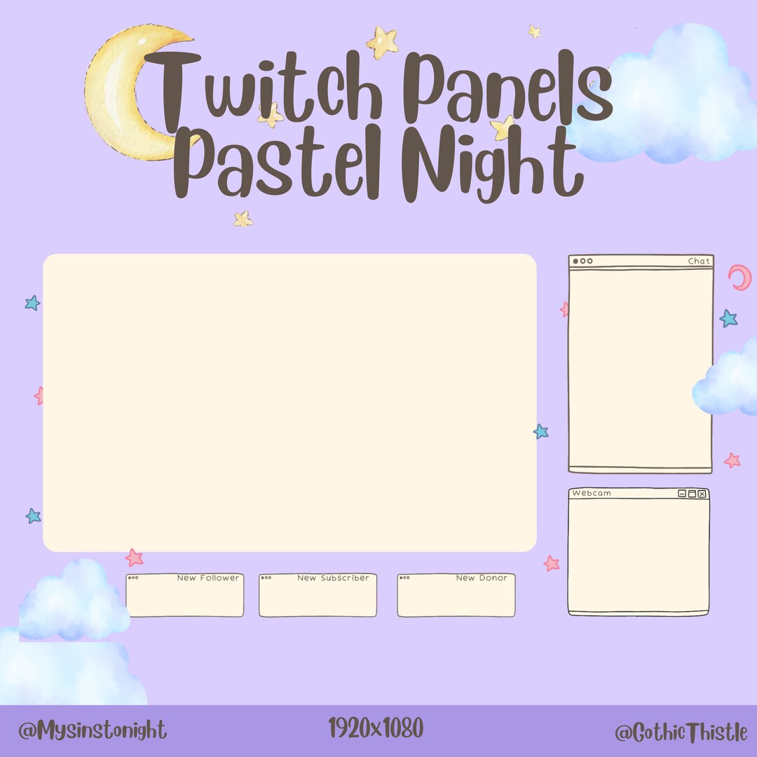 Pastel Night Stream Overlay / Pastel Kawaii / Night Aesthetic / Webcam ...
