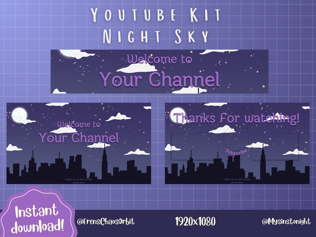 Night Sky Youtube Channel Kit / Youtube / Intro and Outro / Editable ...