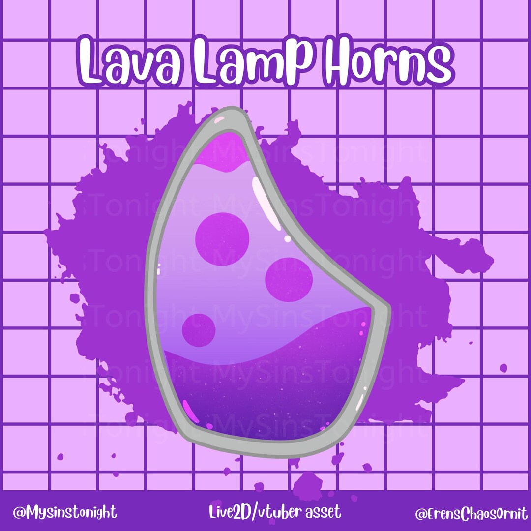 Purple Lava Lamp Horns | Animated Vtuber Asset | Retro Fantasy 2D Horn ...