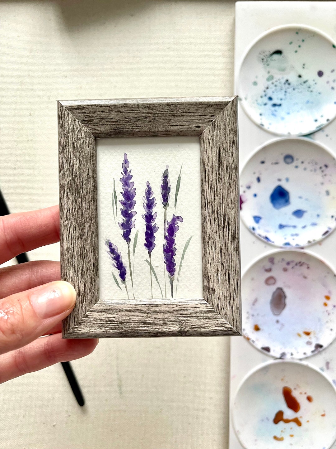Lavender Painting Small Framed Painting Framed Watercolor Floral ...