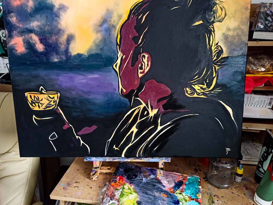 Faceless painting Large portrait Modern wall art Sunset | Etsy