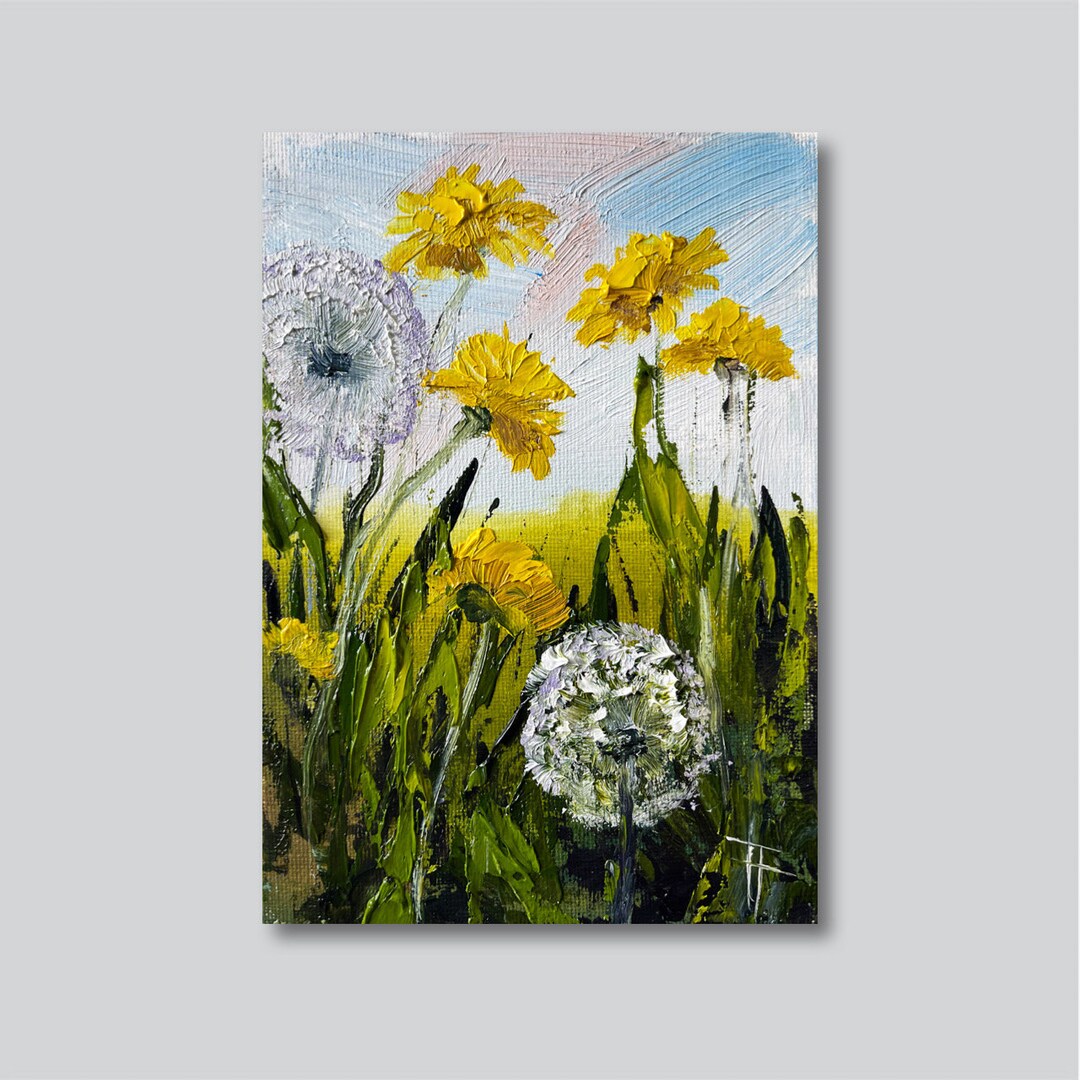 Dandelion Painting Original Small Painting Meadow Painting Original Oil ...