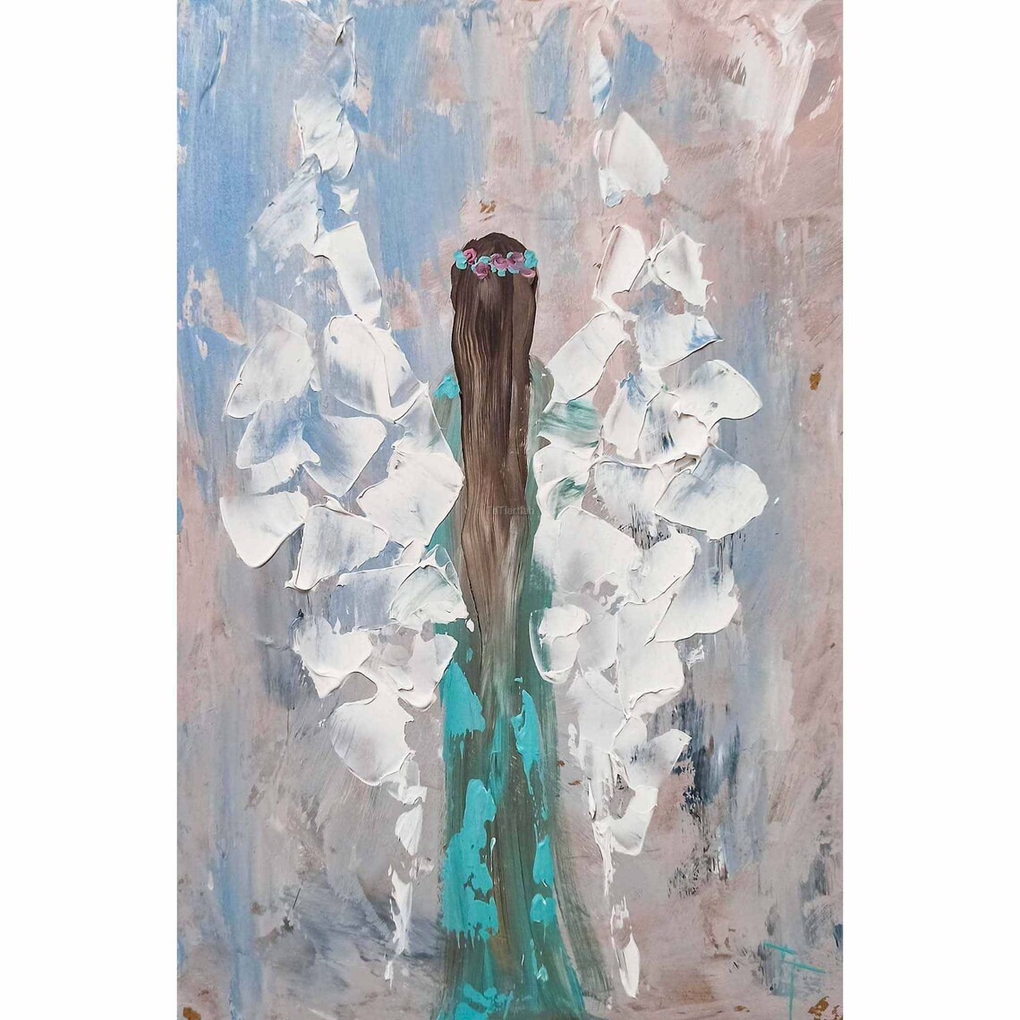 Angel Painting Original Art Christian Gift Wings Painting | Etsy