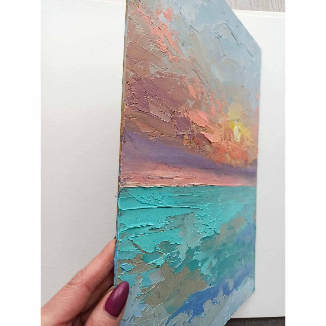 Seascape Painting Original Art Sunset Wall Art Impasto | Etsy