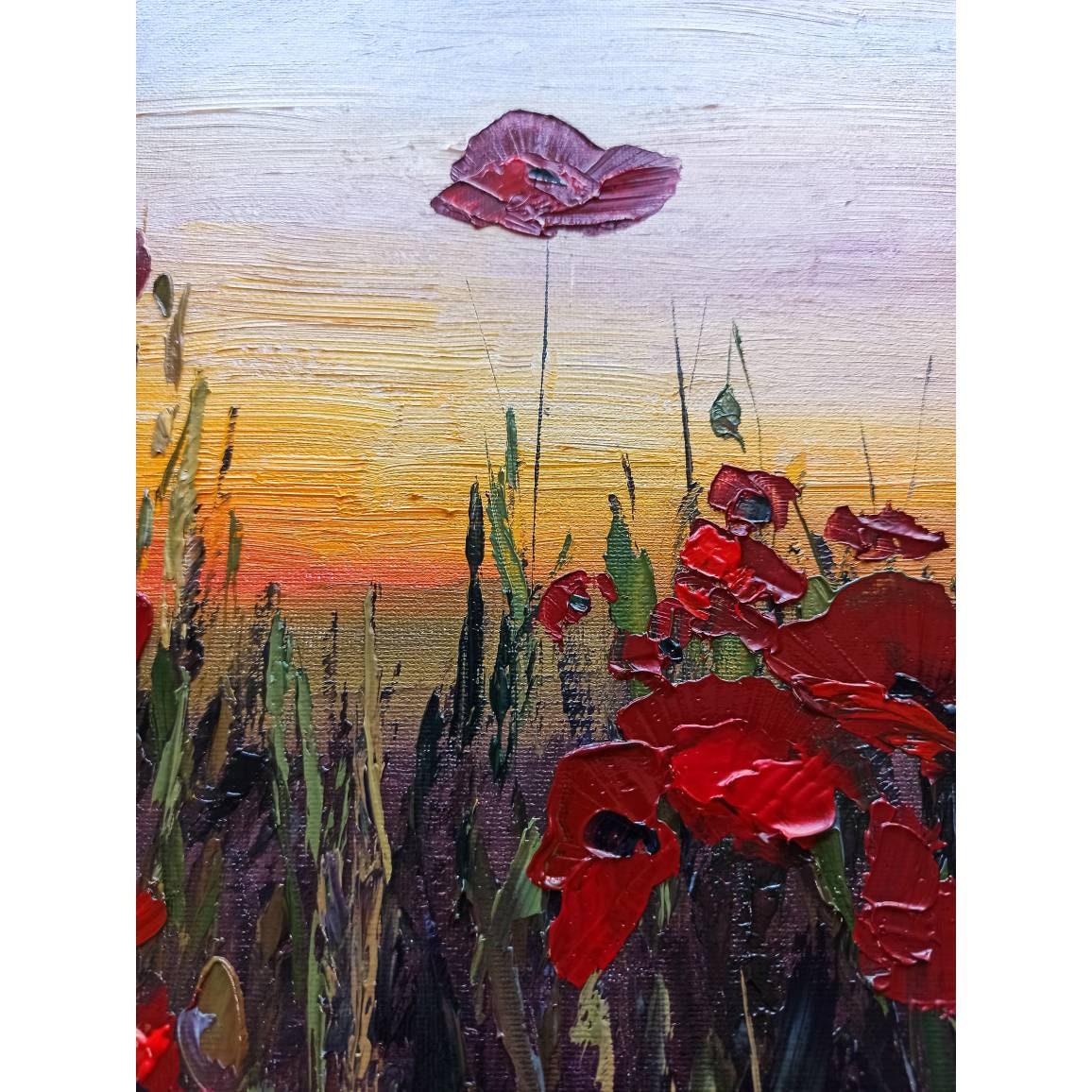 Poppy Painting Original Oil Art Texture Painting Poppies - Etsy