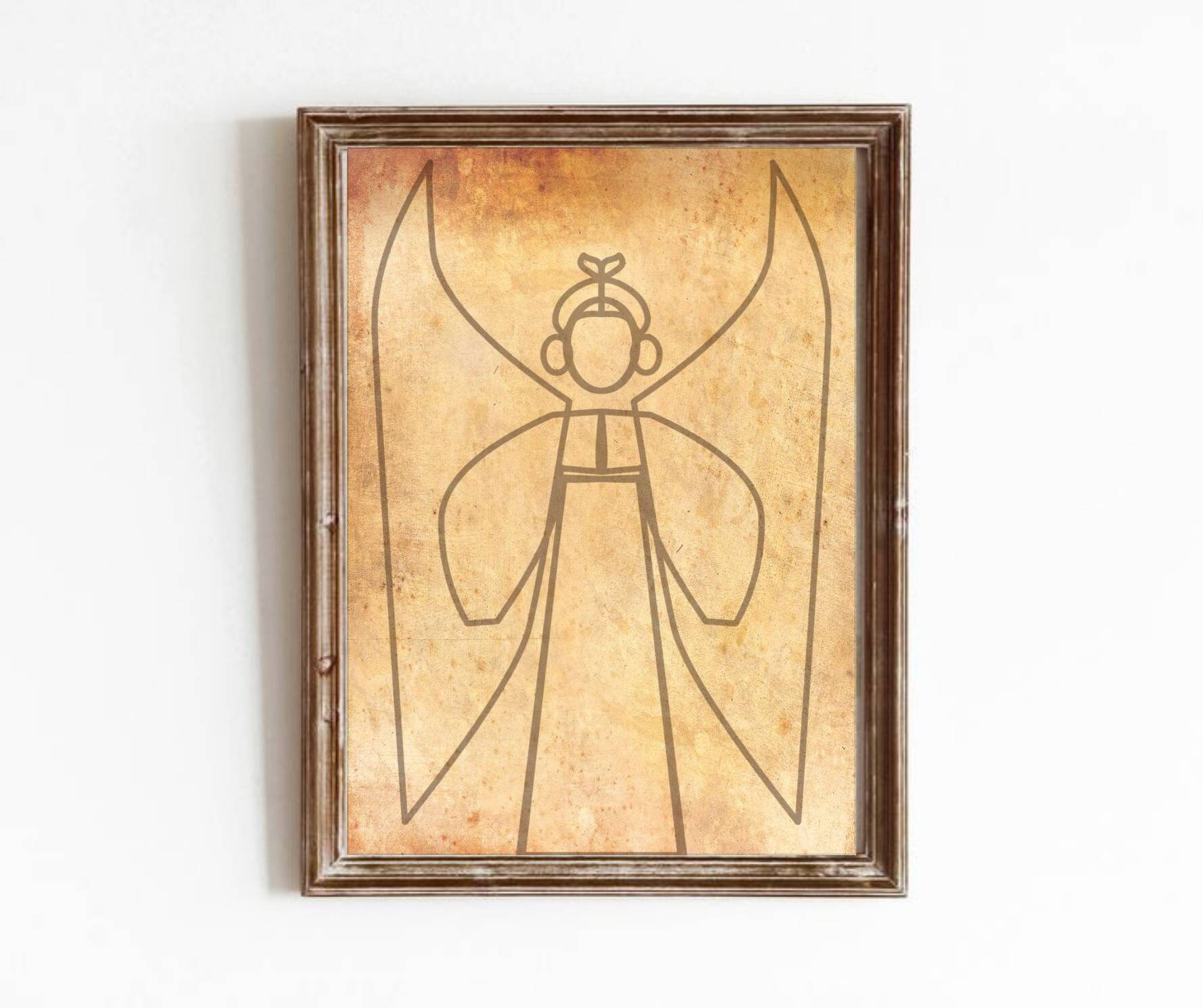 Angel Painting Ukrainian Mid Century Modern Art Line Art Ukrainian Gift ...