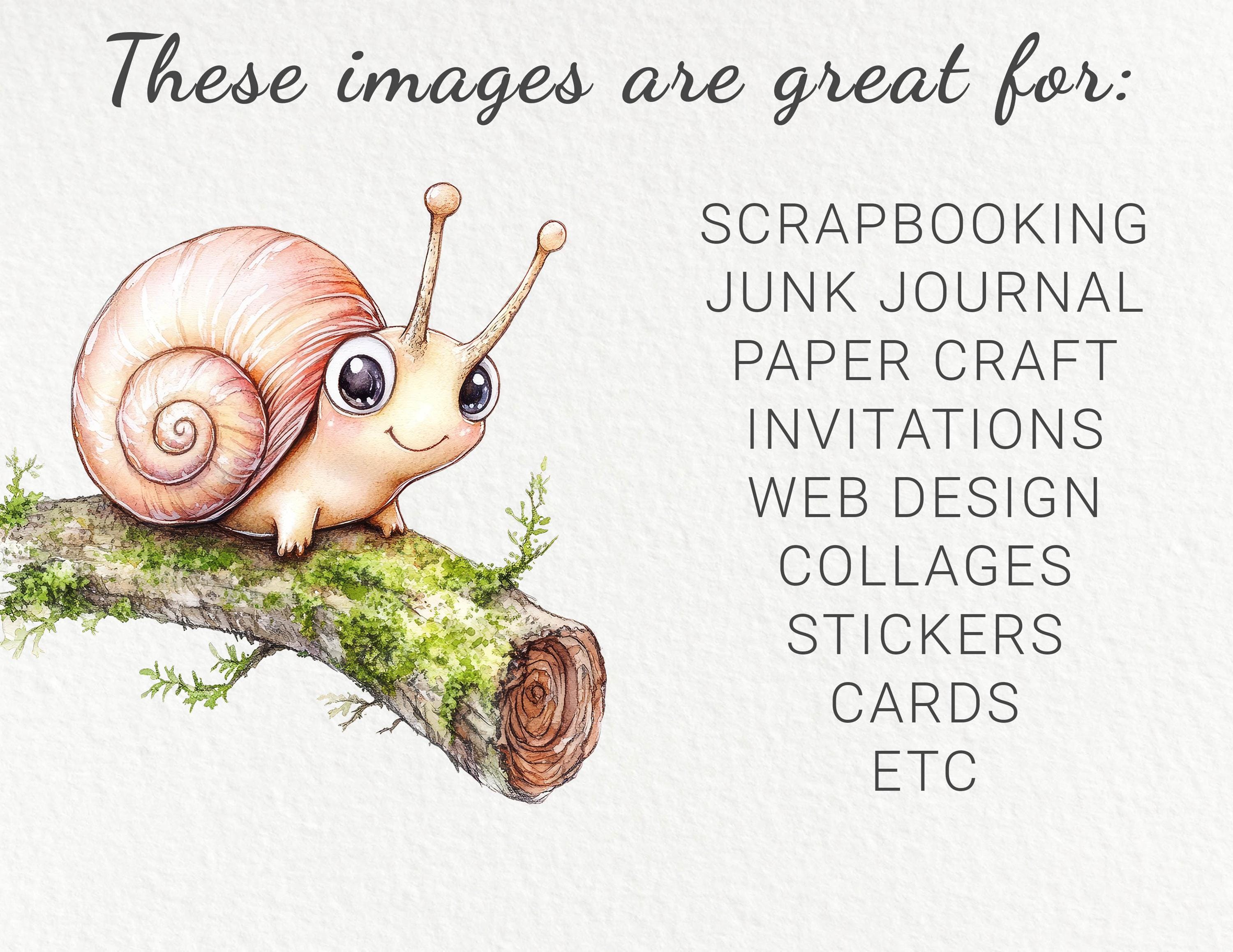 Snail Watercolor Clipart - 24 PNG Cute Snail Clip Art, Nature Clipart ...