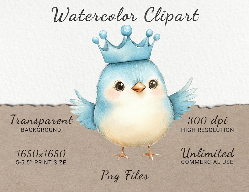 Blue Birds Watercolor Clipart - 24 PNG Cute Fairy Birds Illustration ...