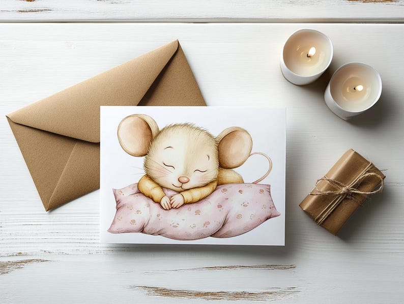 Pink Mouse Nursery Watercolor Clipart - 24 PNG Cute Fairy Animals Decor ...