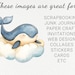 Blue Whale Nursery Watercolor Clipart - 24 PNG Cute Marine Decor Clip ...