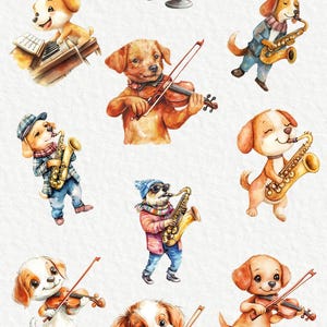 Dog Musician Watercolor Clipart - 24 PNG Dog Play Different Musical ...